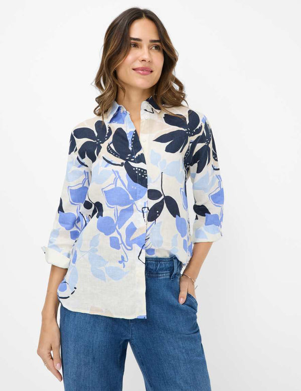 BRAX - Vicki - Floral linen blouse – Le Capitaine D'a Bord