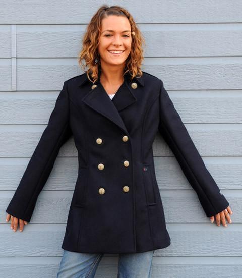 Dalmard Marine - Detroit - Women's Pea Coat with Gold Buttons - Navy ...